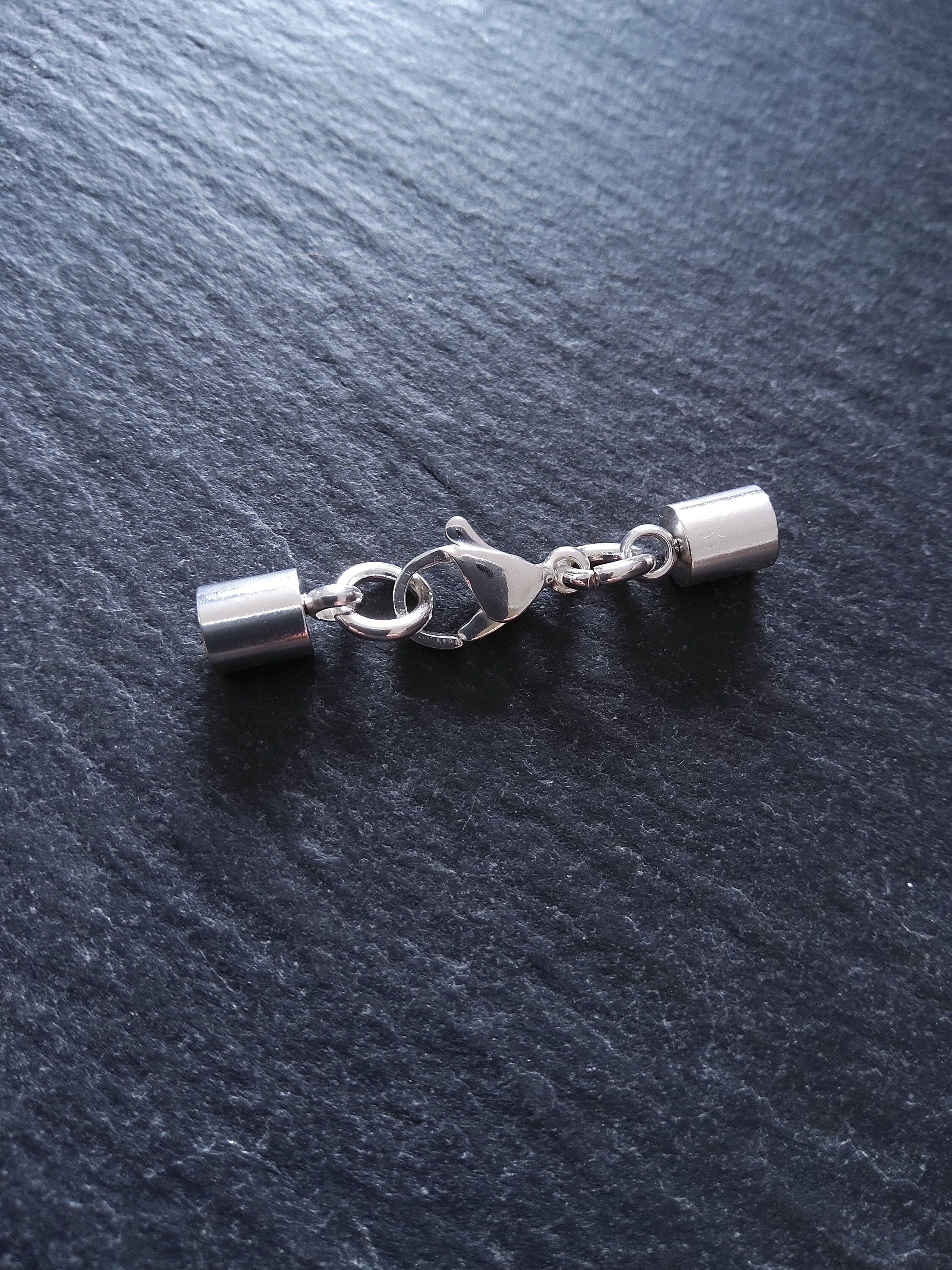 2 or 10 Bright Silver Stainless Steel End Cap Sets for 4mm Cord (4.5mm
